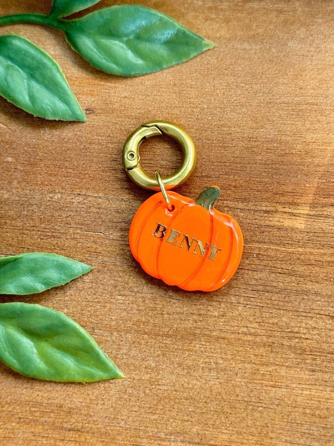 Pumpkin Name Tags for Pets, Polymer Clay Tag, Silent ID Tag ...