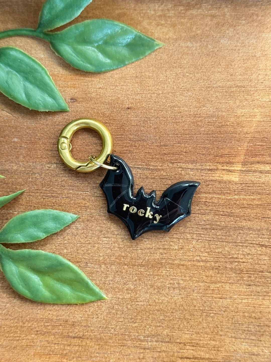Bat Name Tags for Pets, Polymer Clay Tag, Silent ID Tag, Personalized ...