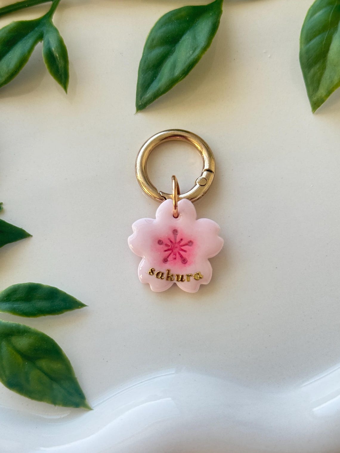 Personalized Cherry Blossom Polymer Clay Pet ID Tag - Etsy