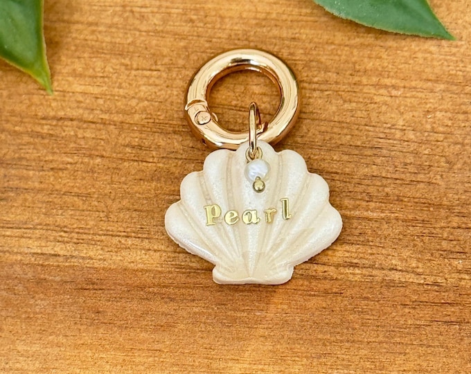 Sea Shell Shaped Name Tags for Pets, Polymer Clay Tag, Silent ID Tag ...