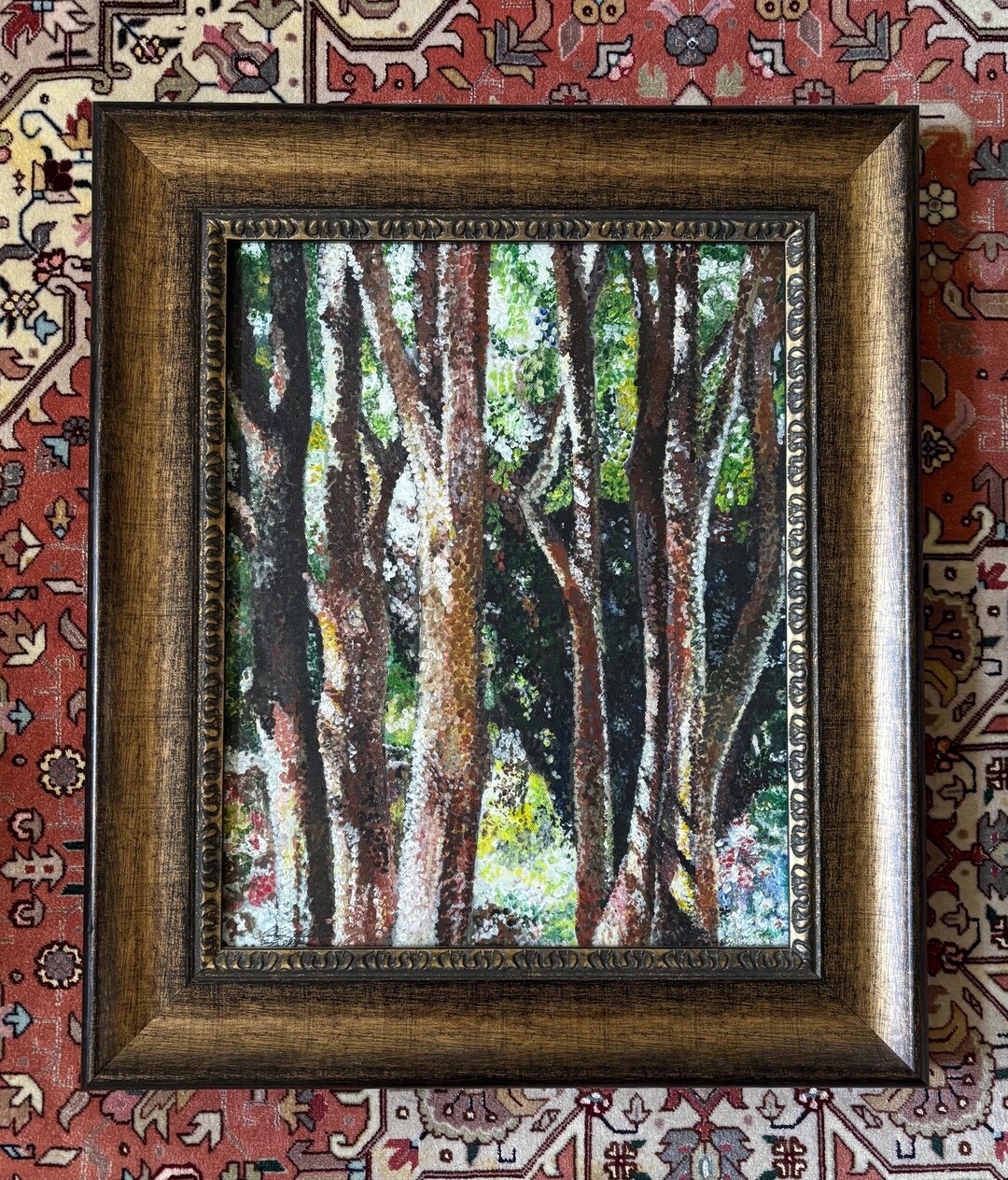 Acrylic on Canvas Pointillism of Trees - Etsy