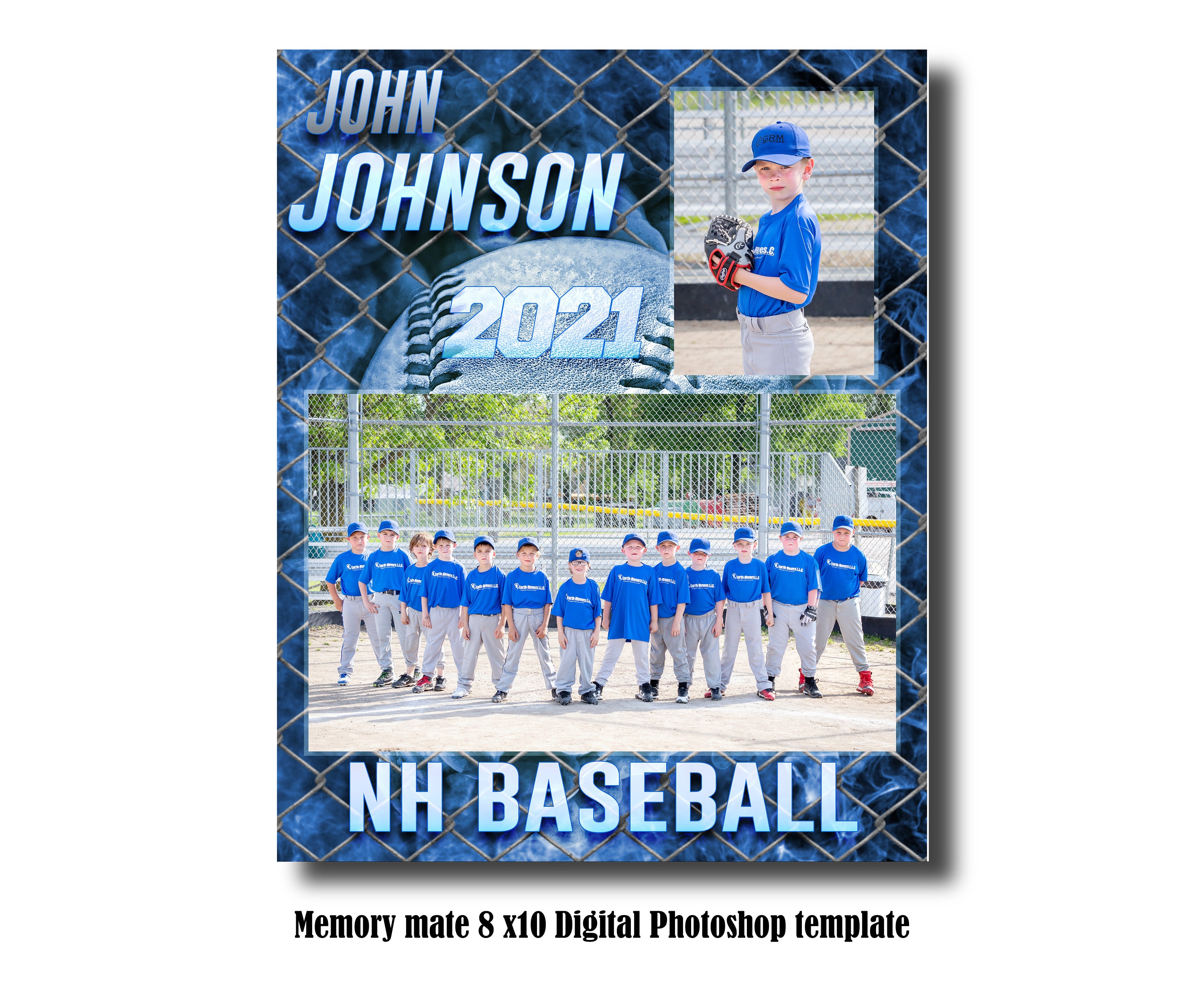 8x10 Memory Mate Digital Photoshop Template - Baseball / Sports PSD ...