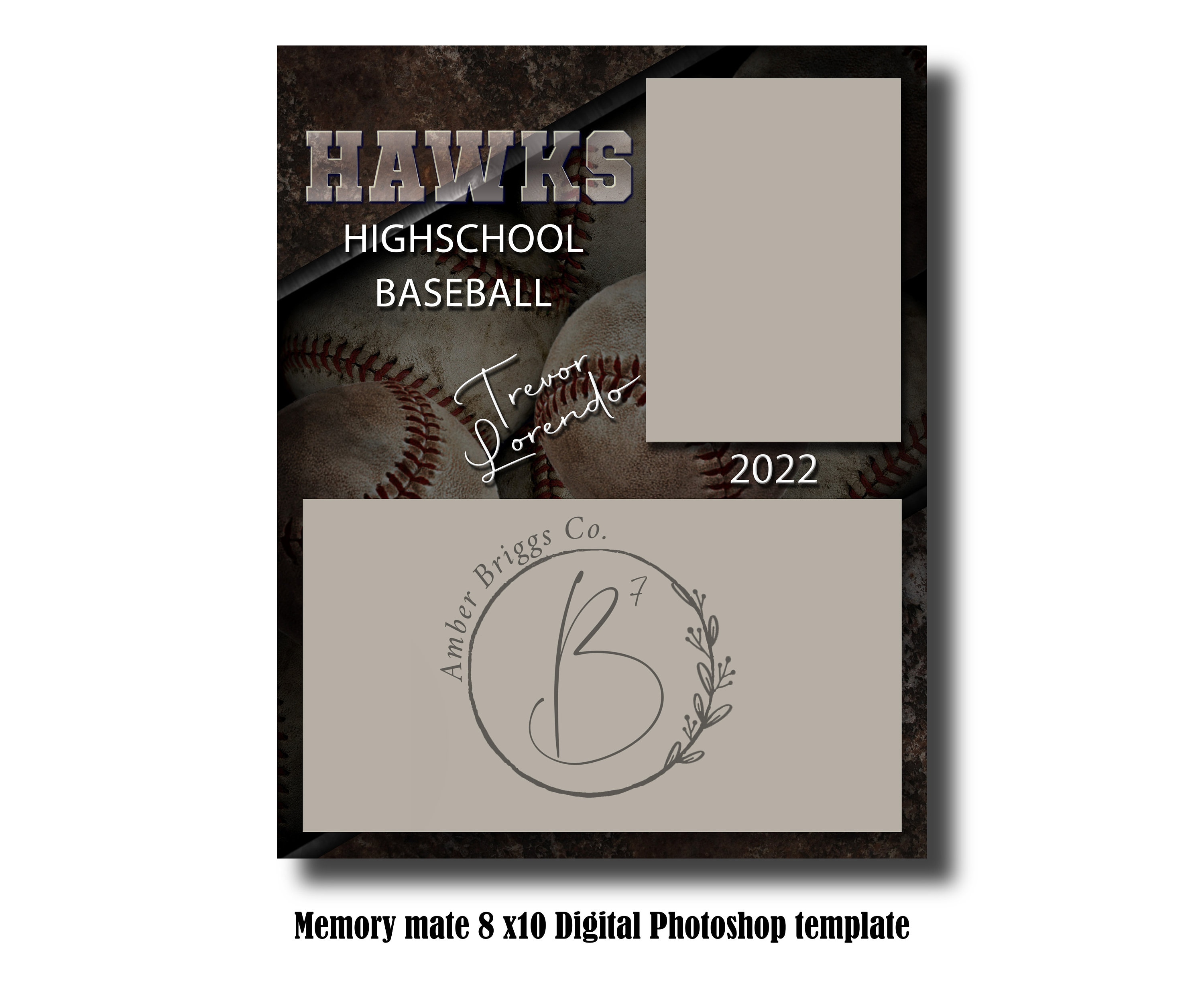 8x10 Memory Mate Digital Photoshop Template - Baseball / Sports PSD ...
