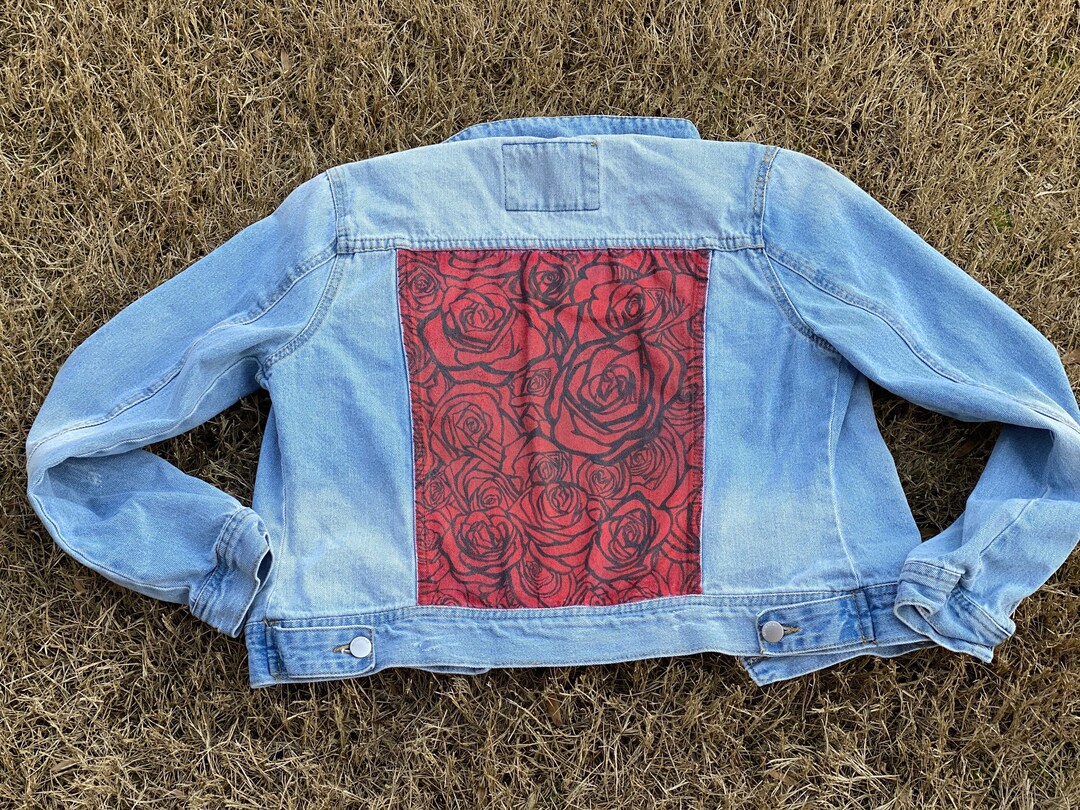 Rose Painted Denim Jacket - Etsy