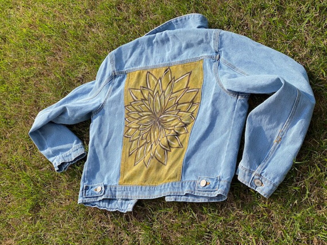Hand Painted Sunflower Denim Jacket - Etsy