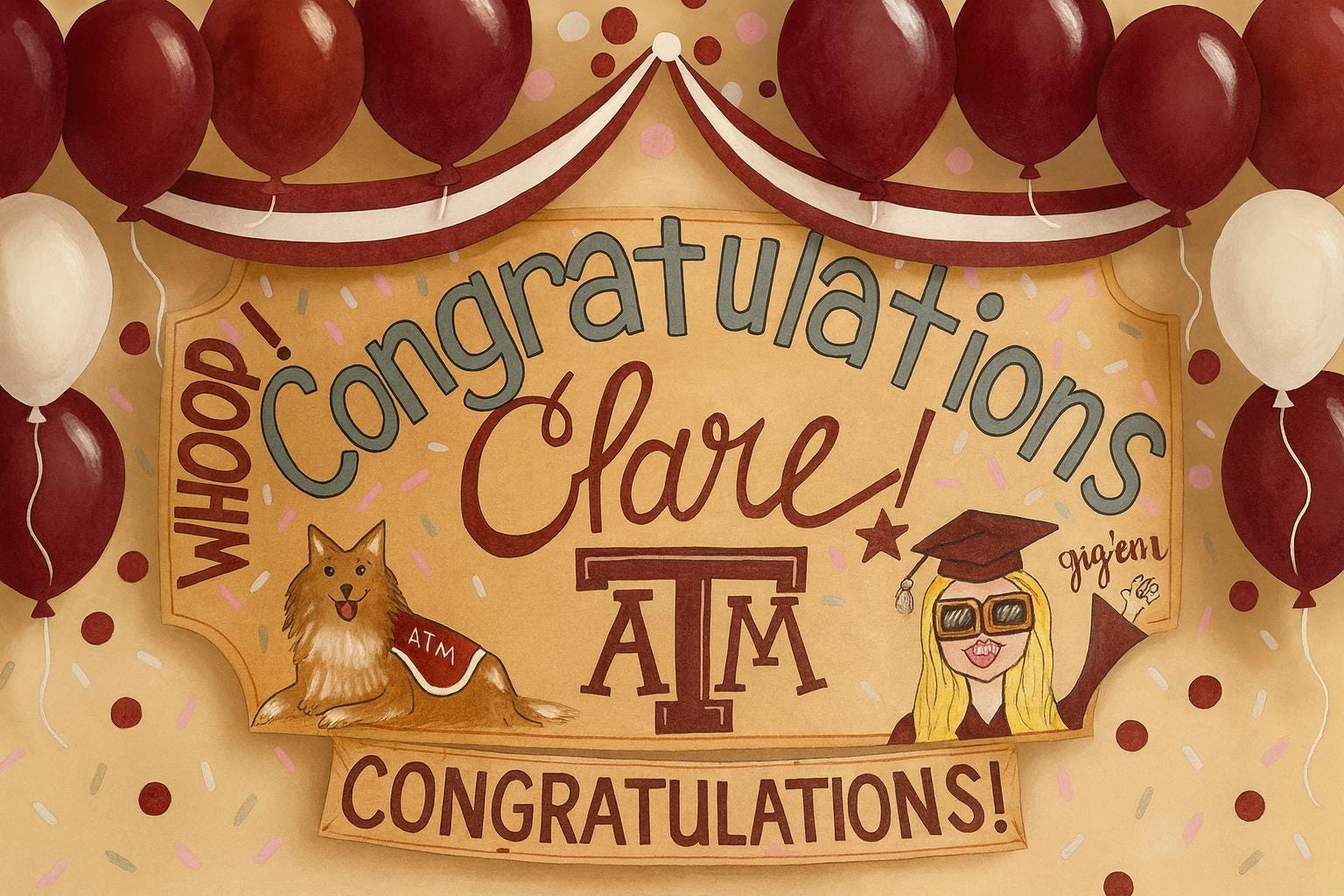 6 Foot Hand-painted Graduation Banner- Fully Customizable - Etsy