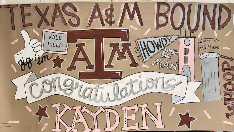6 Foot Texas A&M Aggie Ring Dunk / Graduation Banner- Fully ...