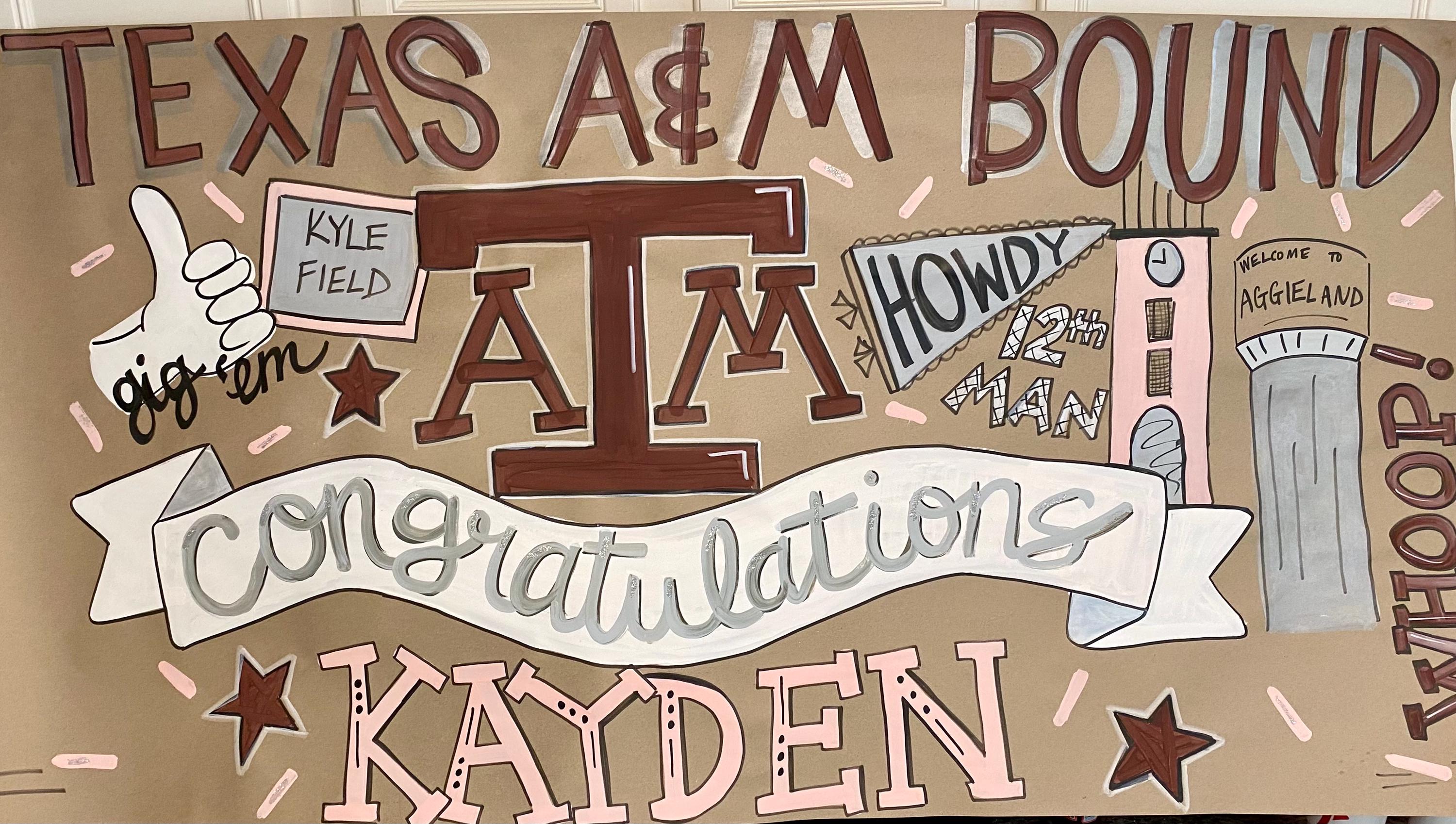 6 Foot Texas A&M Aggie Ring Dunk / Graduation Banner- Fully ...
