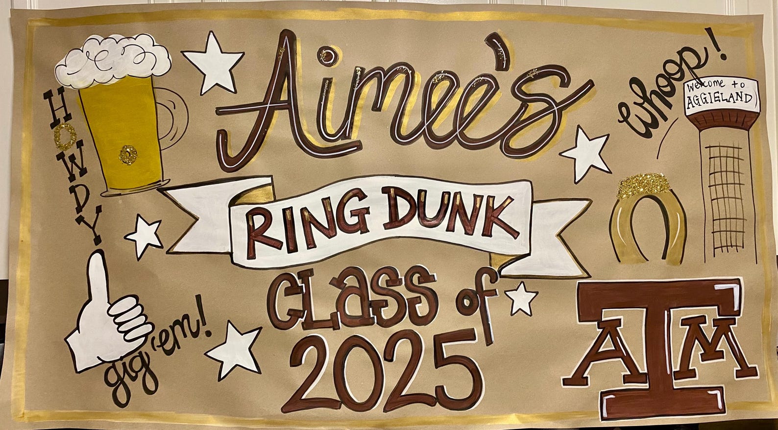 6 Foot Texas A&M Aggie Ring Dunk / Graduation Banner- Fully ...
