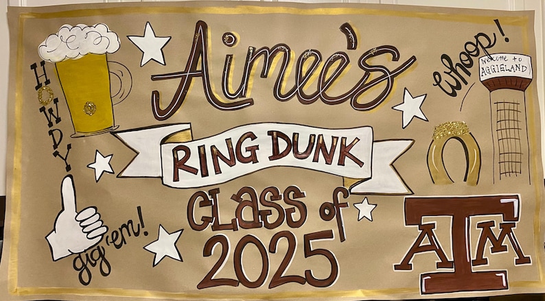 6 Foot Texas A&M Aggie Ring Dunk / Graduation Banner- Fully ...
