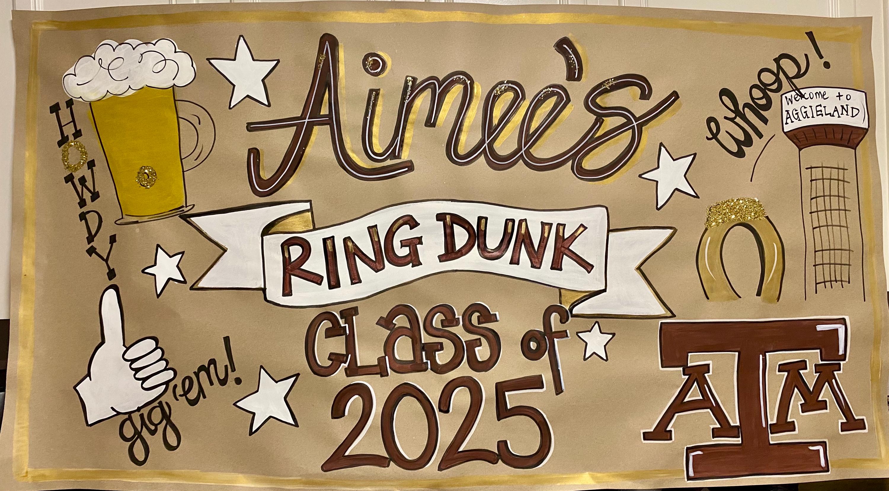 6 Foot Texas A&M Aggie Ring Dunk / Graduation Banner- Fully ...