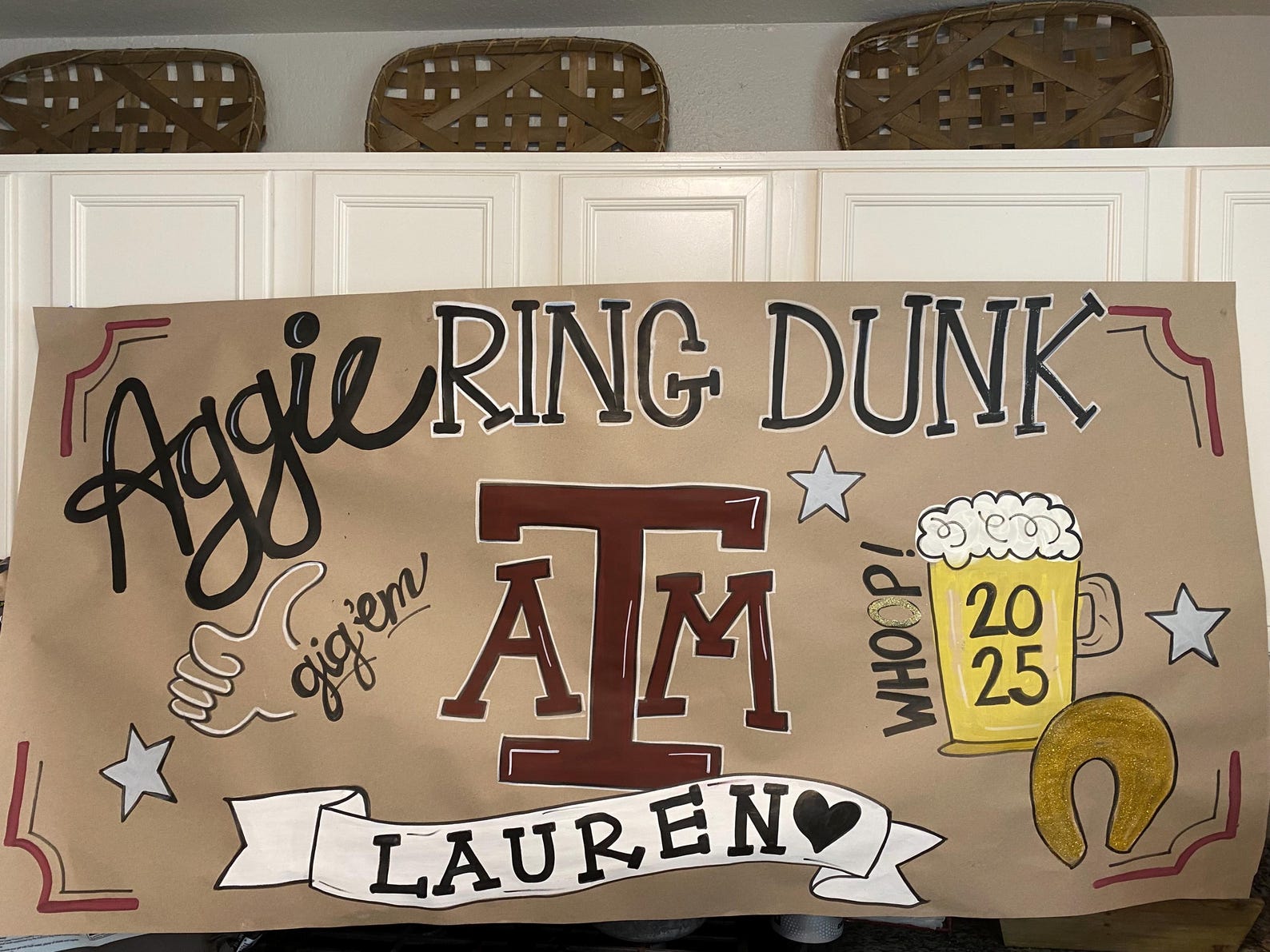 6 Foot Texas A&M Aggie Ring Dunk / Graduation Banner- Fully ...