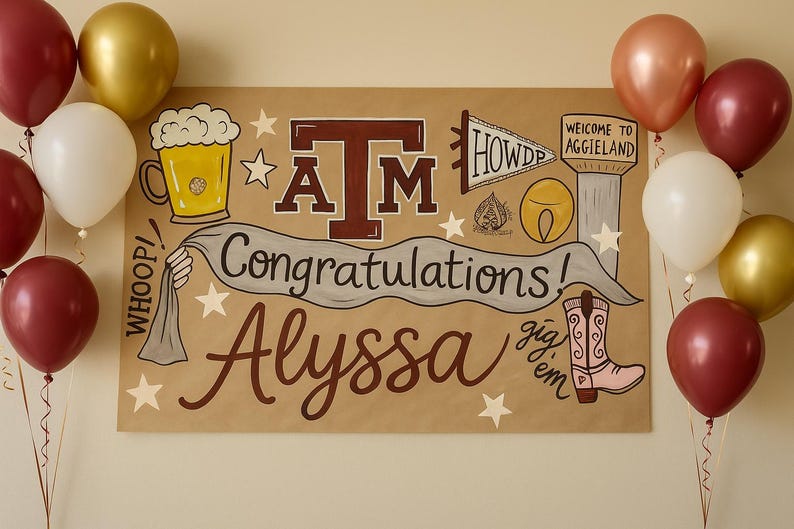 6 Foot Texas A&M Aggie Ring Dunk / Graduation Banner- Fully ...