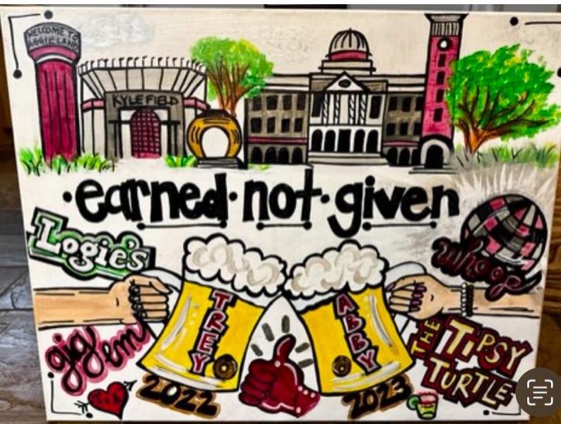 24x30 Hand-painted College Canvas/ Dorm Decor and Graduation- Fully ...