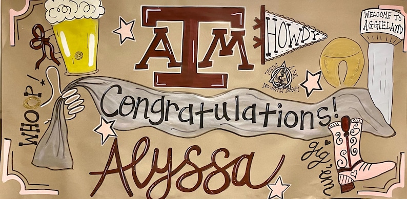 6 Foot Texas A&M Aggie Ring Dunk / Graduation Banner- Fully ...
