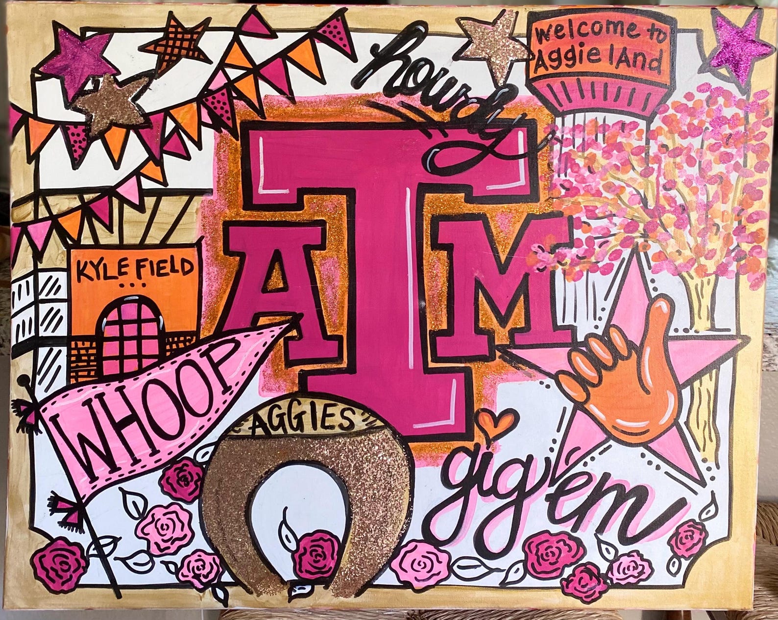 LSU 24x30 Hand-painted College Canvas/ Dorm Decor and Graduation- Fully ...