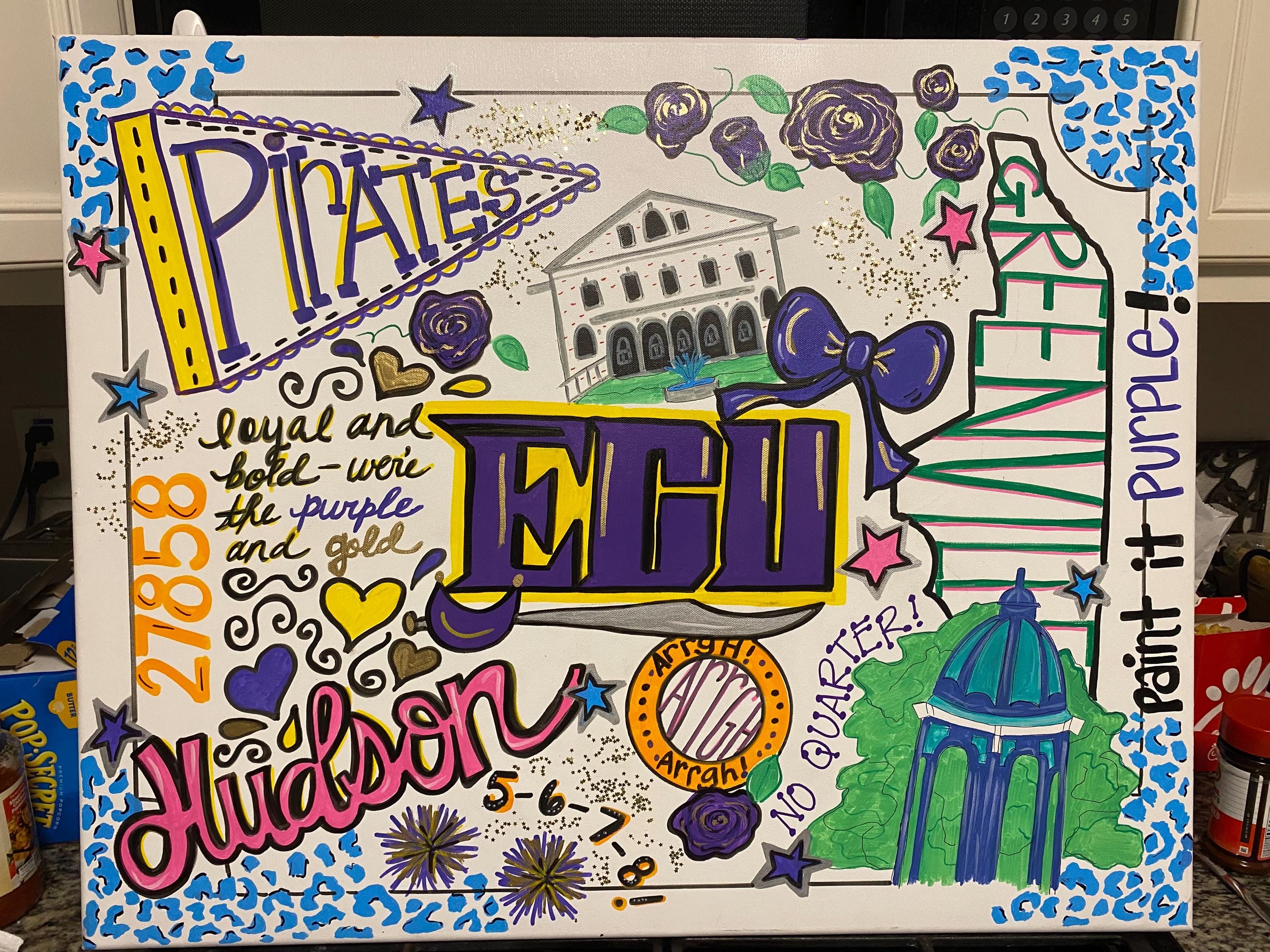 LSU 24x30 Hand-painted College Canvas/ Dorm Decor and Graduation- Fully ...