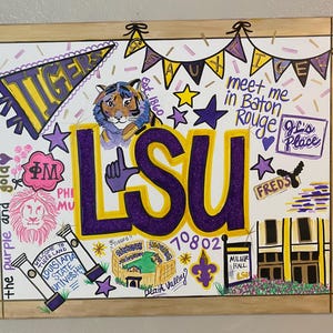 LSU 24x30 Hand-painted College Canvas/ Dorm Decor and Graduation- Fully ...