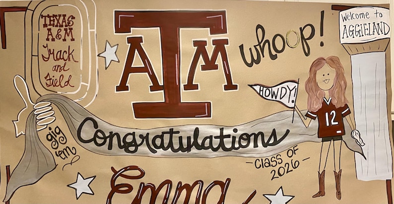 6 Foot Texas A&M Aggie Ring Dunk / Graduation Banner- Fully ...