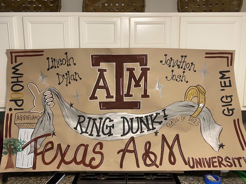 6 Foot Texas A&M Aggie Ring Dunk / Graduation Banner- Fully ...
