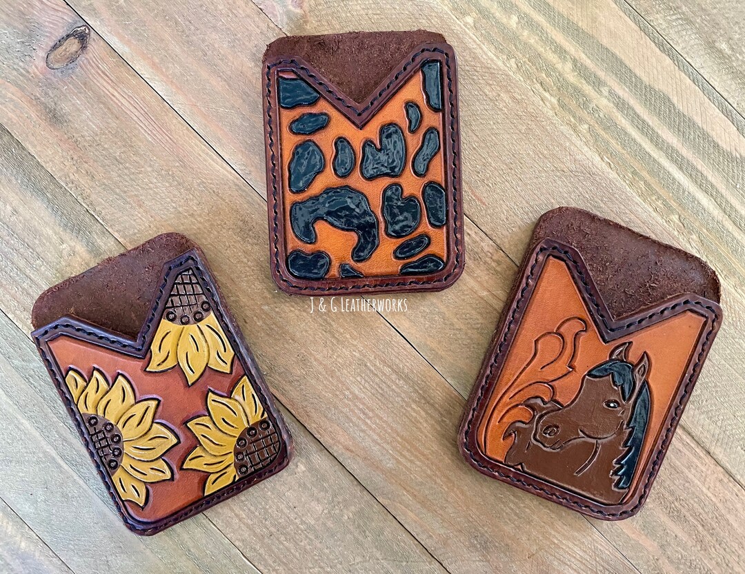 Custom Tooled Leather Card Wallet - Etsy