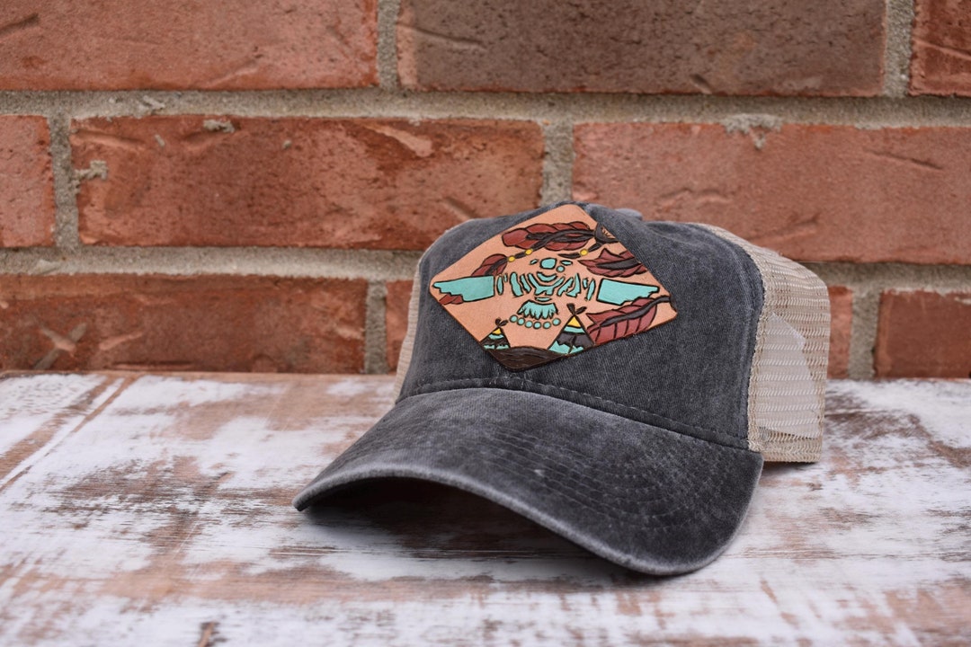 Thunderbird Tooled Leather Patch Baseball Cap - Etsy