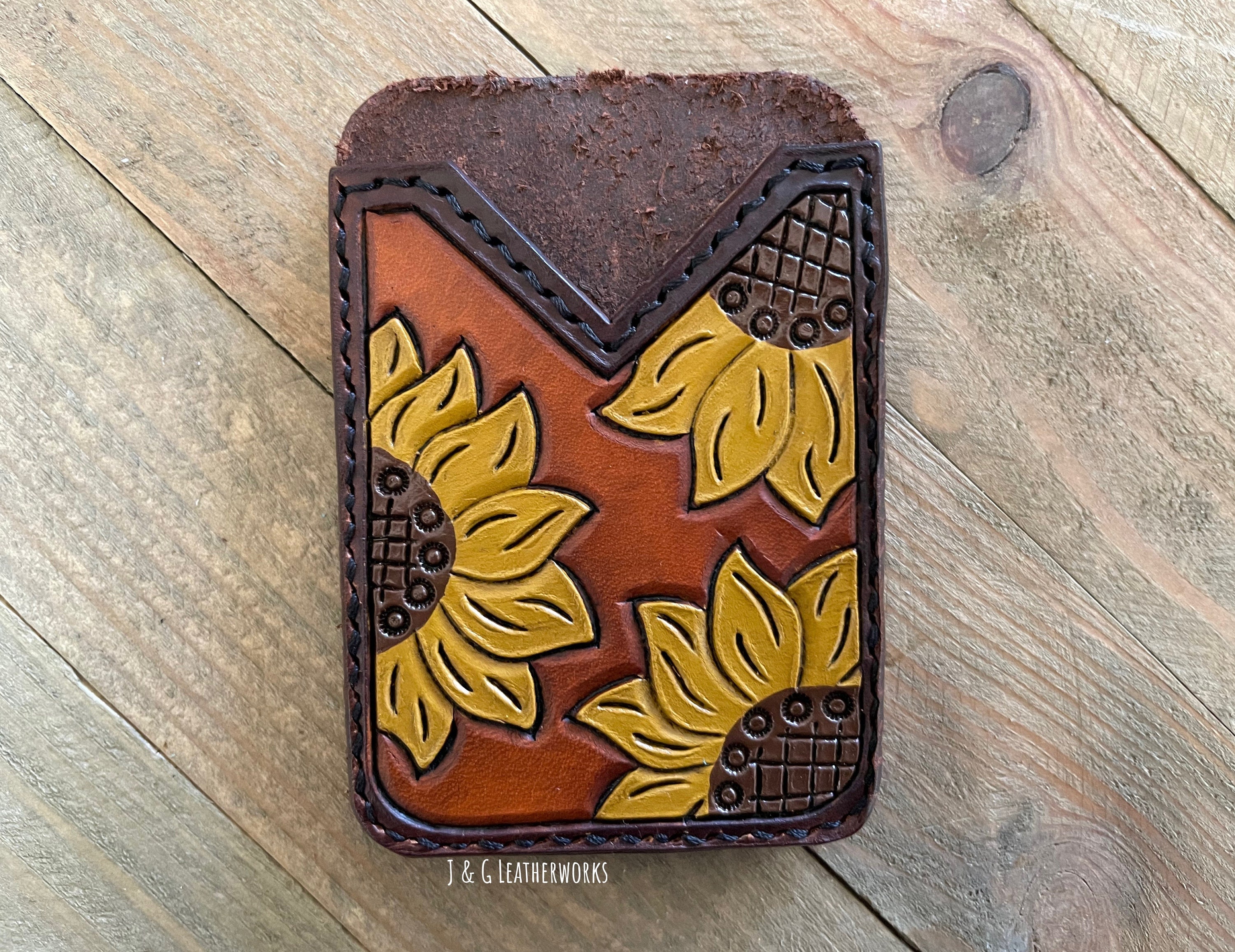 Custom Tooled Leather Card Wallet - Etsy