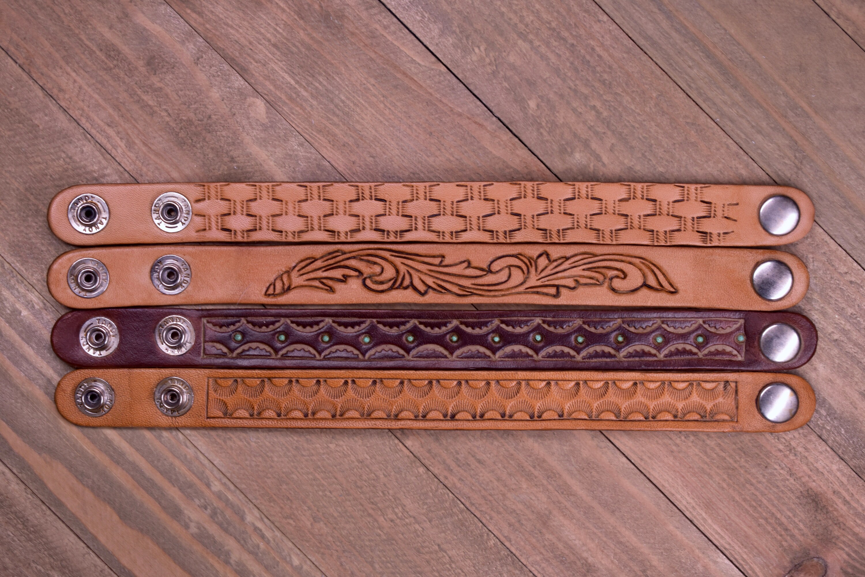 Custom Western Tooled Leather Cuff Bracelet - Etsy