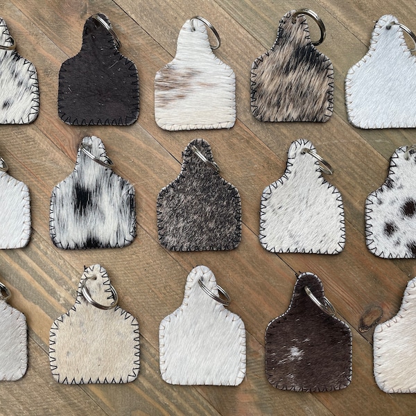 Cow Tag Keychain - Etsy