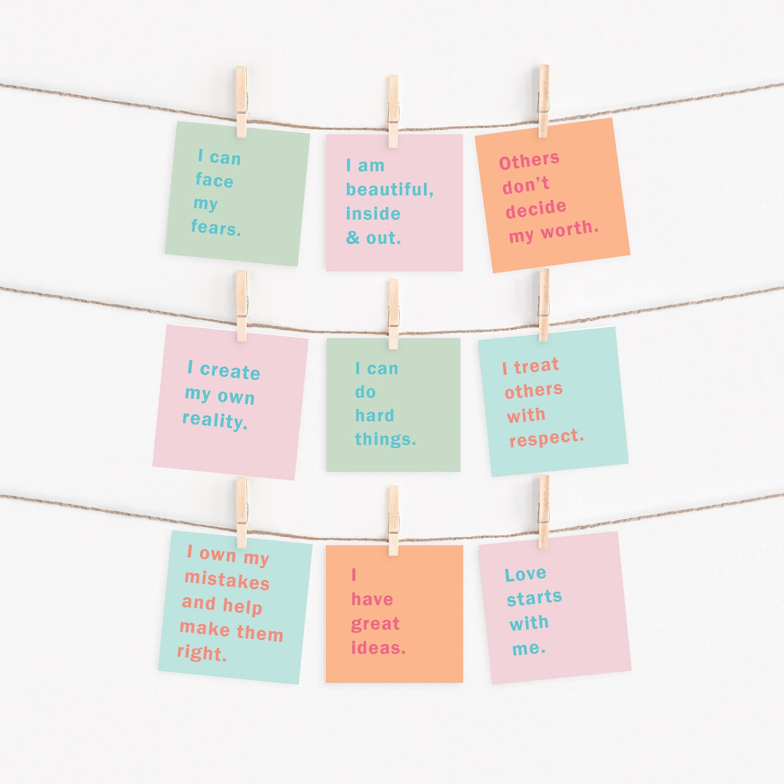 Teen Girls Positive Affirmation Cards / Set of 24 Printable Cards ...