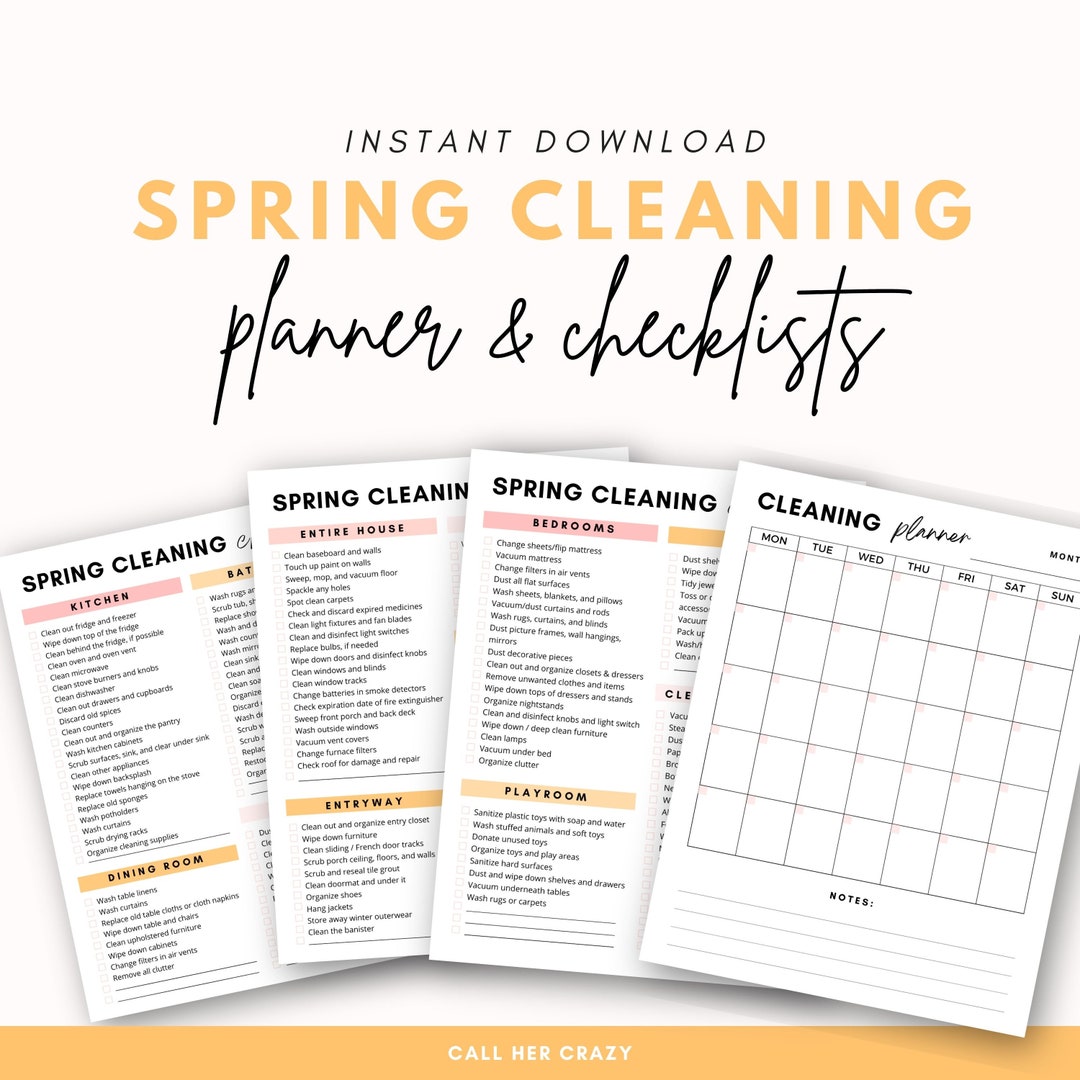 EDITABLE Cleaning Checklist, ADHD Cleaning Planner, Spring Cleaning ...