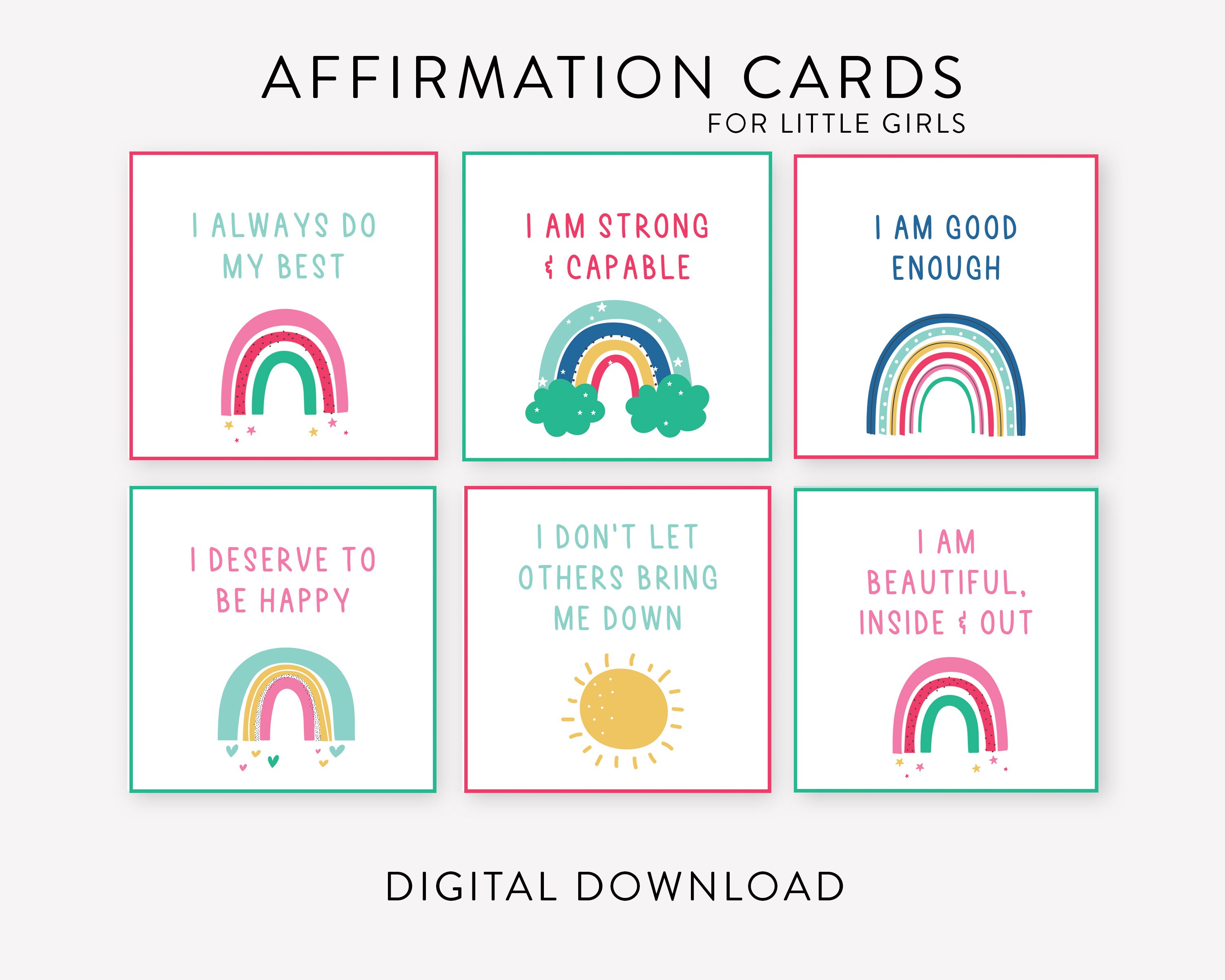 Affirmation Cards for Little Girls / Positive Words for Kids / Set of ...