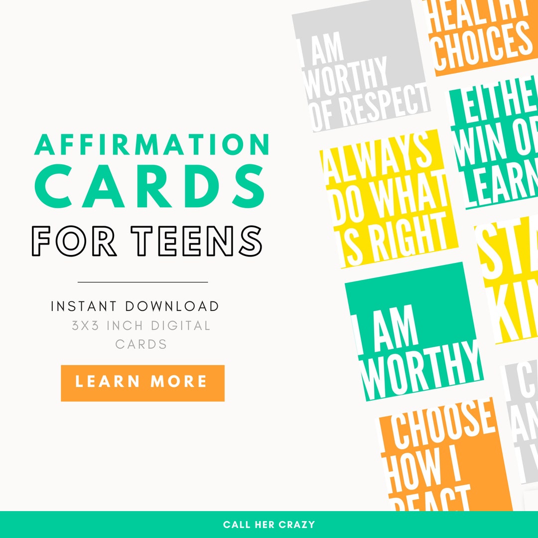 Boys & Girls Positive Affirmation Cards / Set of 24 Printable Cards ...