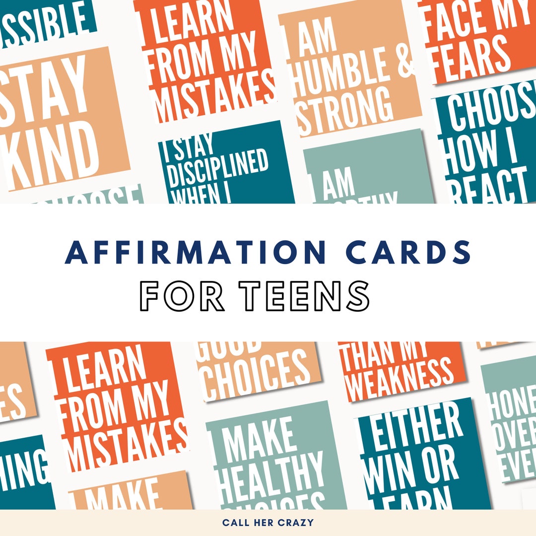 Digital Affirmation Cards for Teens / Positive Thinking Bookmarks ...