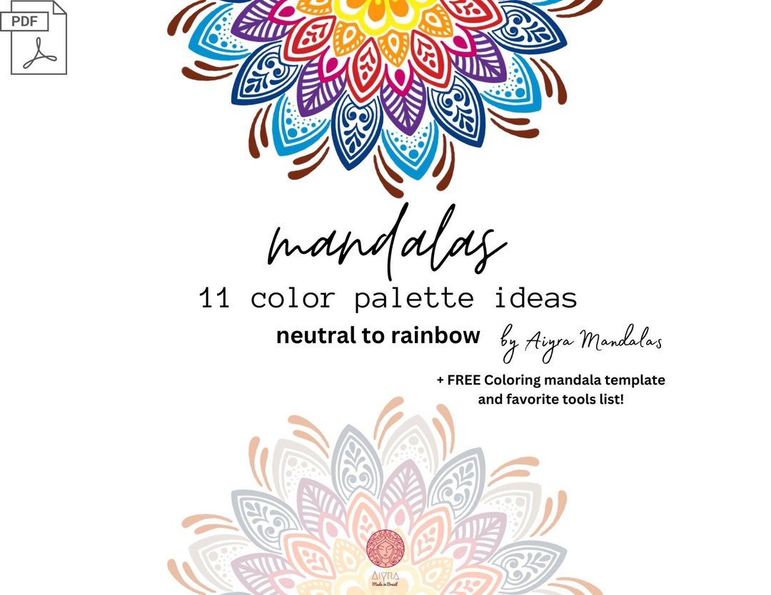 Mandala 11 Color Palette Combinations - Neutral to Rainbow - Etsy