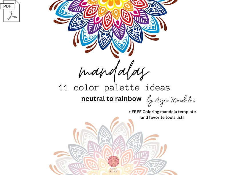 Mandala 11 Color Palette Combinations - Neutral to Rainbow - Etsy