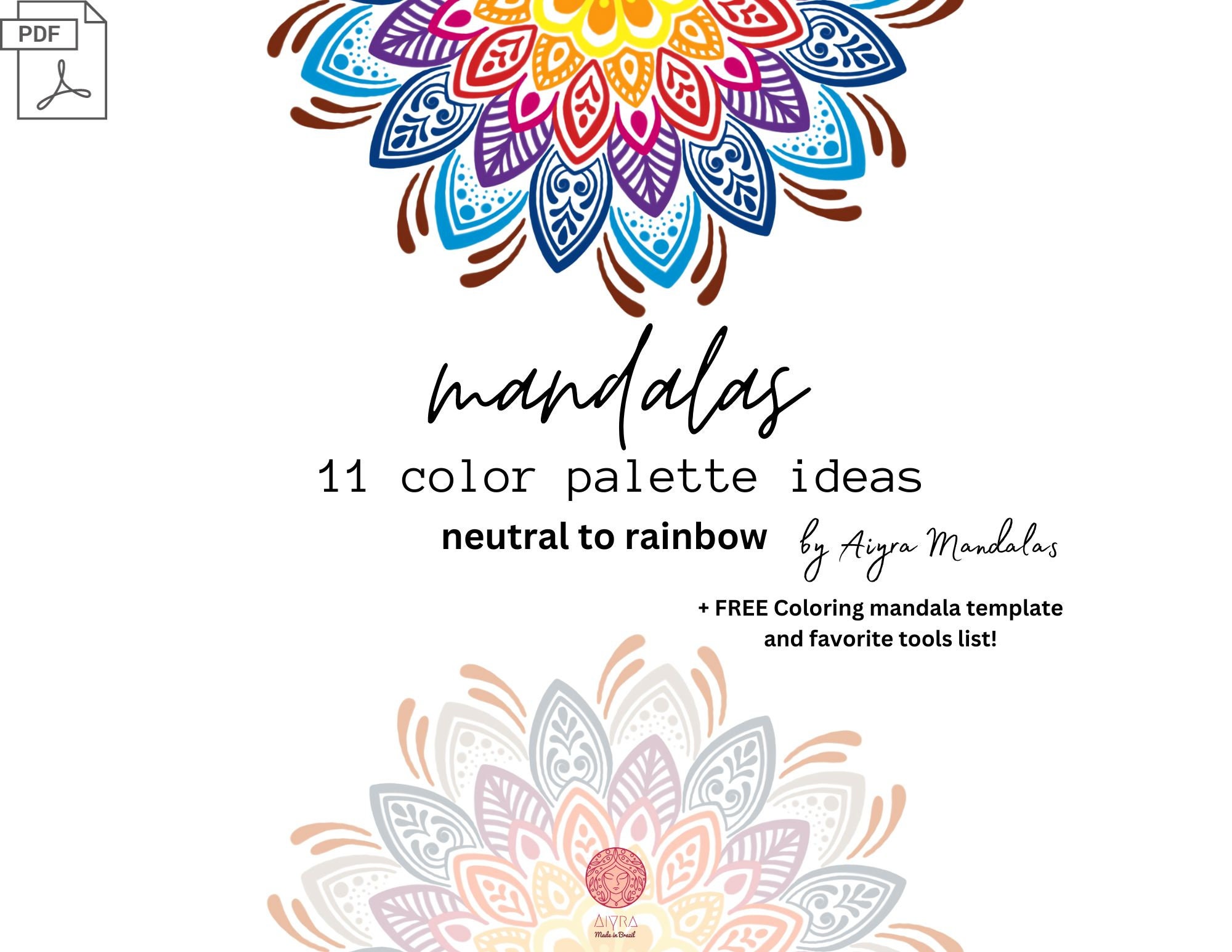Mandala 11 Color Palette Combinations - Neutral to Rainbow - Etsy