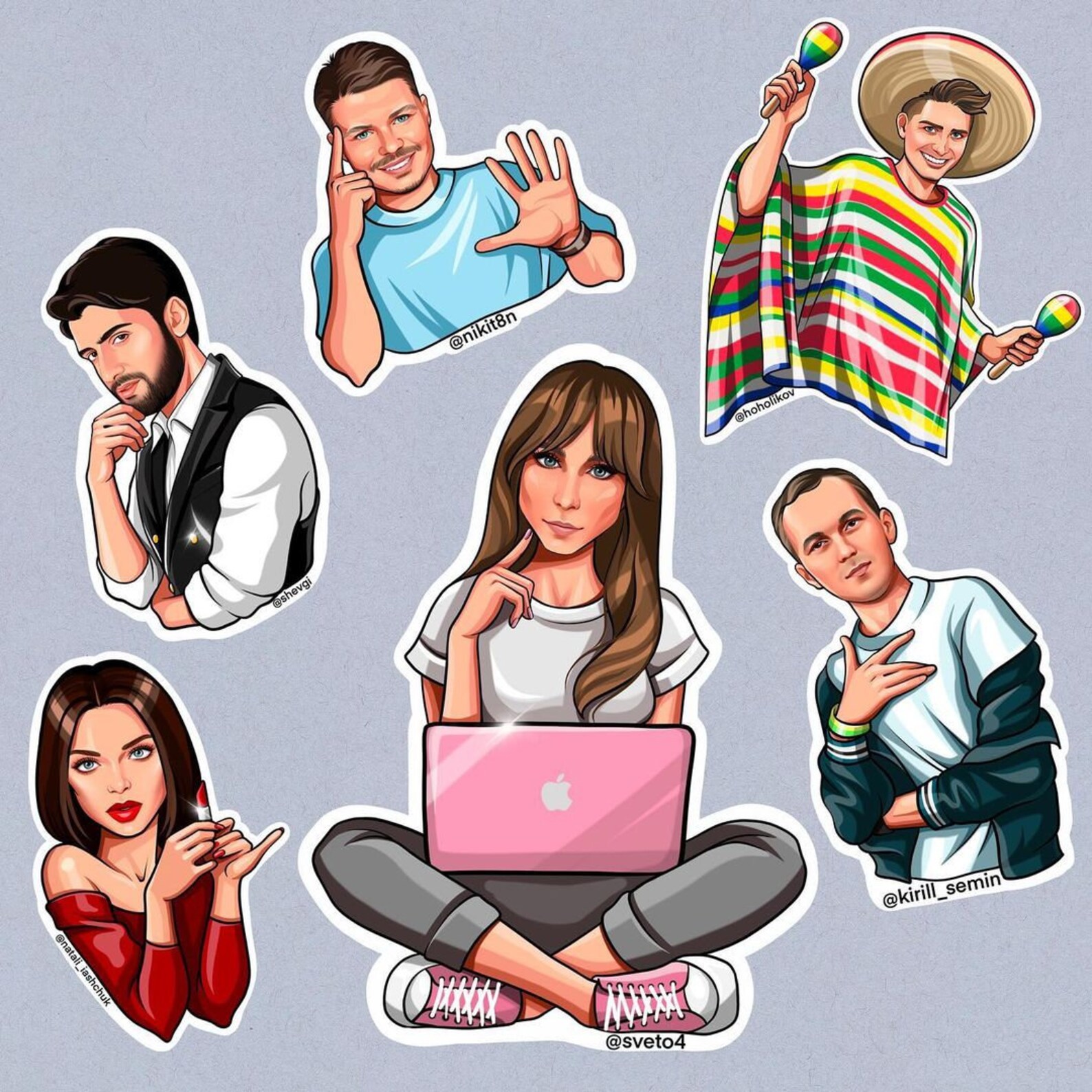 Custom Social Media Personalized Sticker Digital Stickers | Etsy