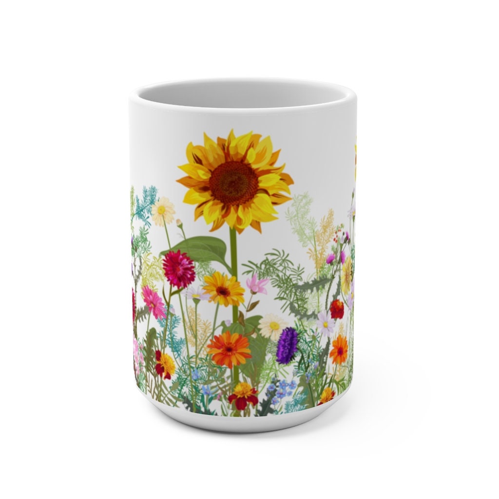 Sunflower Mug 15oz Floral Coffee Mug Wildflower Mug - Etsy