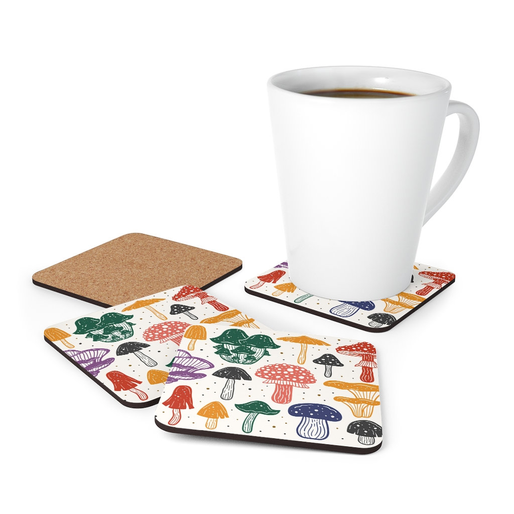 Mushroom Cork Coaster Set, Drink Coasters, Table Coasters, Home ...