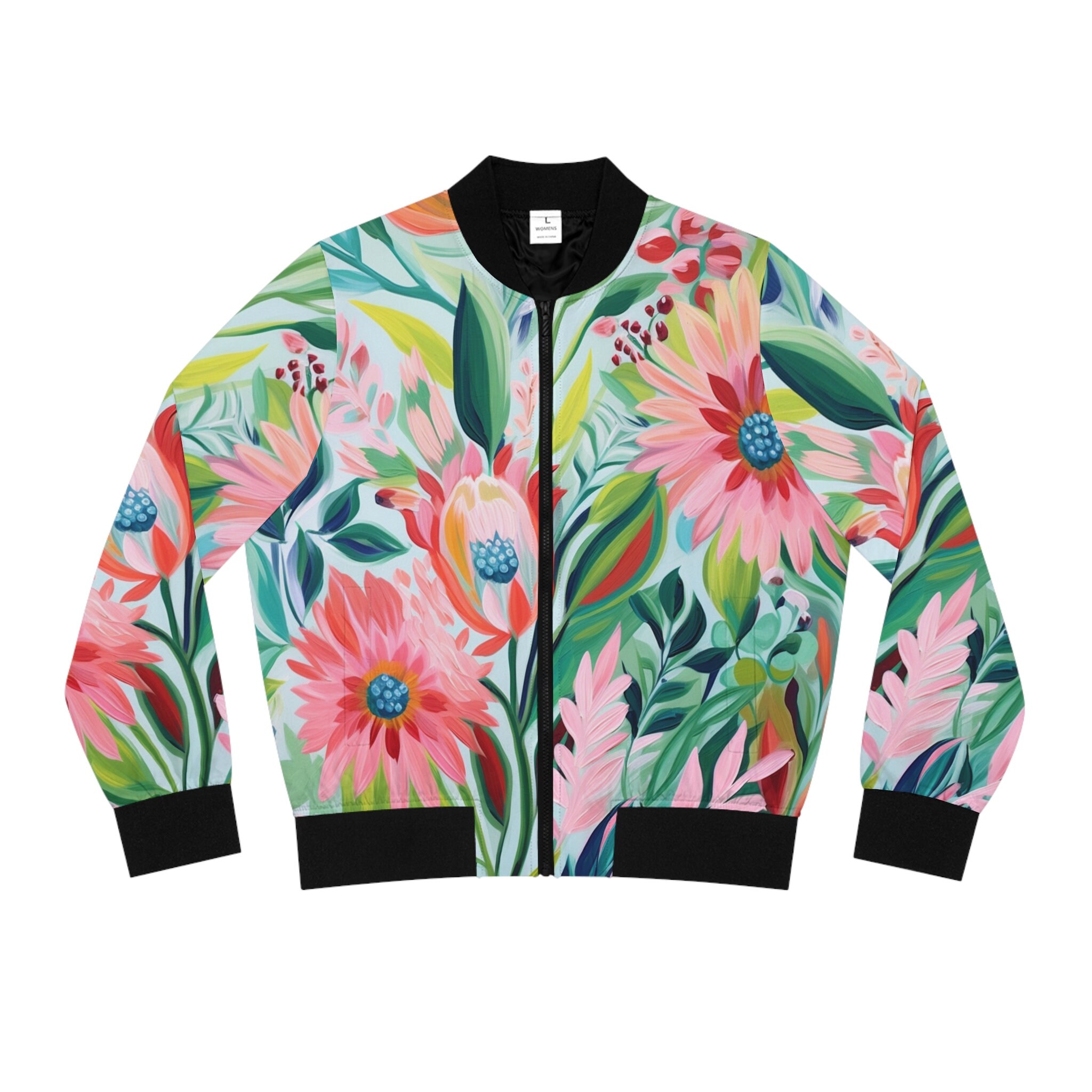 Spring Floral Bomber Jacket - Women's All Over Print Outerwear - Etsy