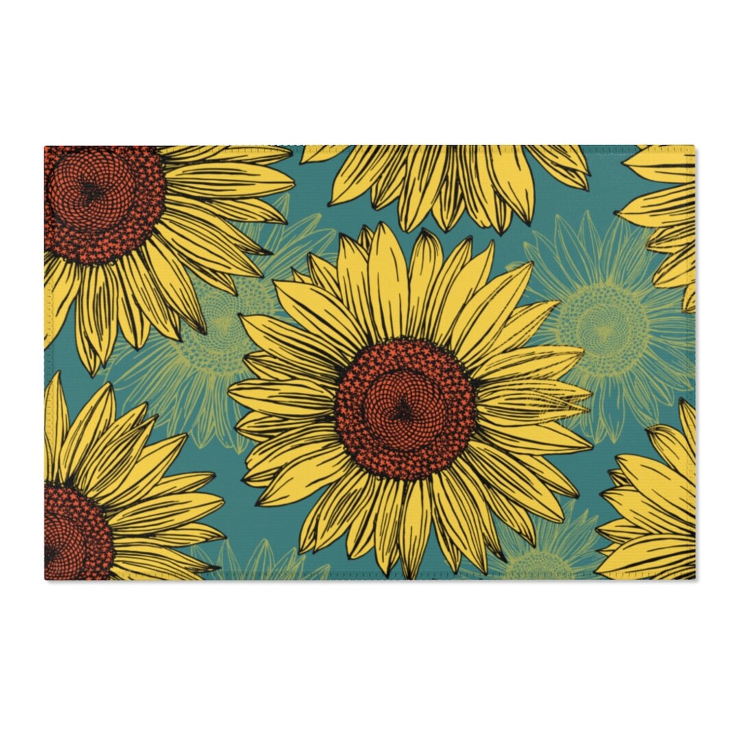 Sunflower Area Rug Sunflower Door Mat Sunflower Carpet - Etsy