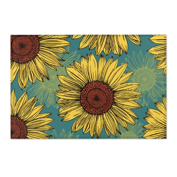 Sunflower Area Rug Sunflower Door Mat Sunflower Carpet - Etsy