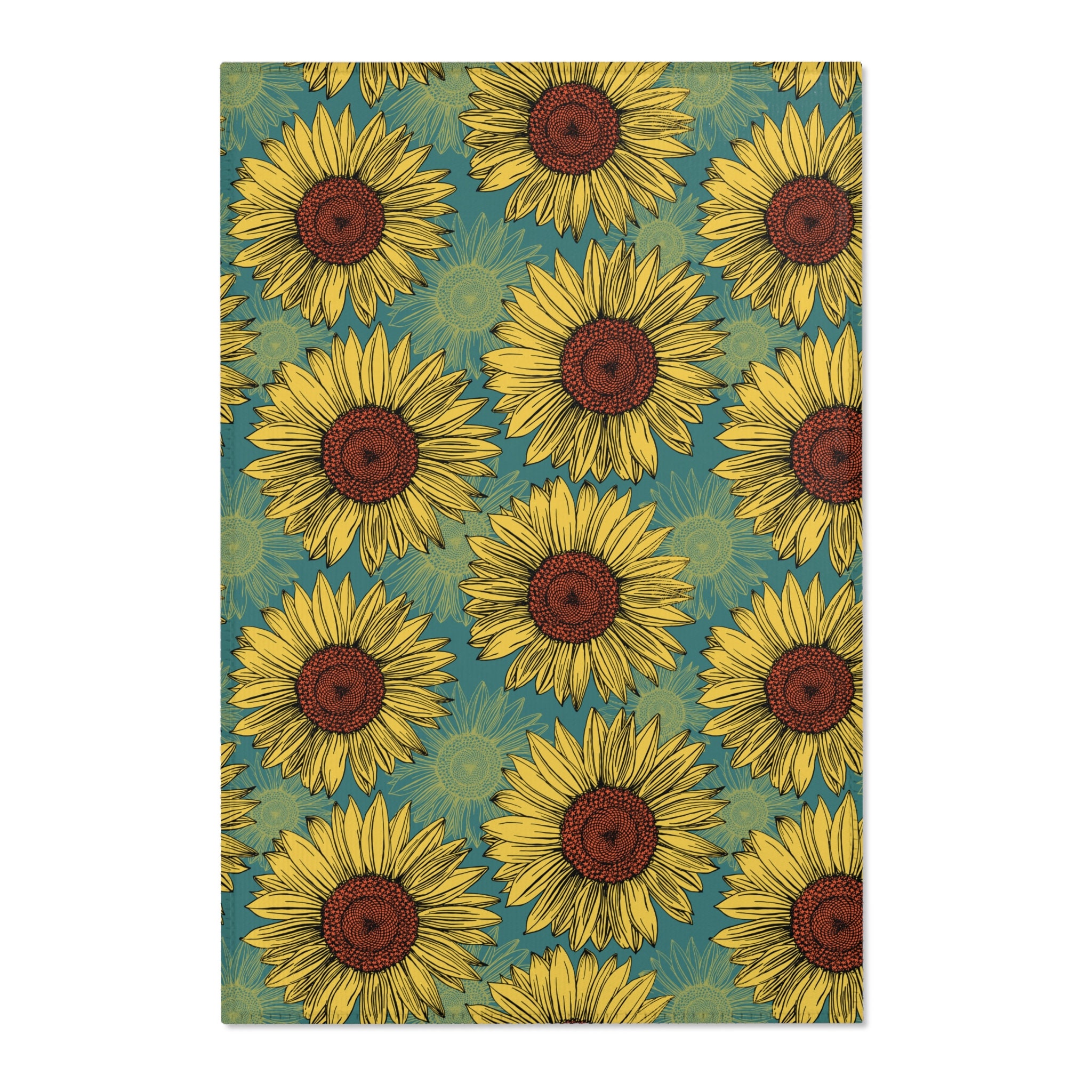 Sunflower Area Rug, Sunflower Door Mat, Sunflower Carpet, Sunflower ...