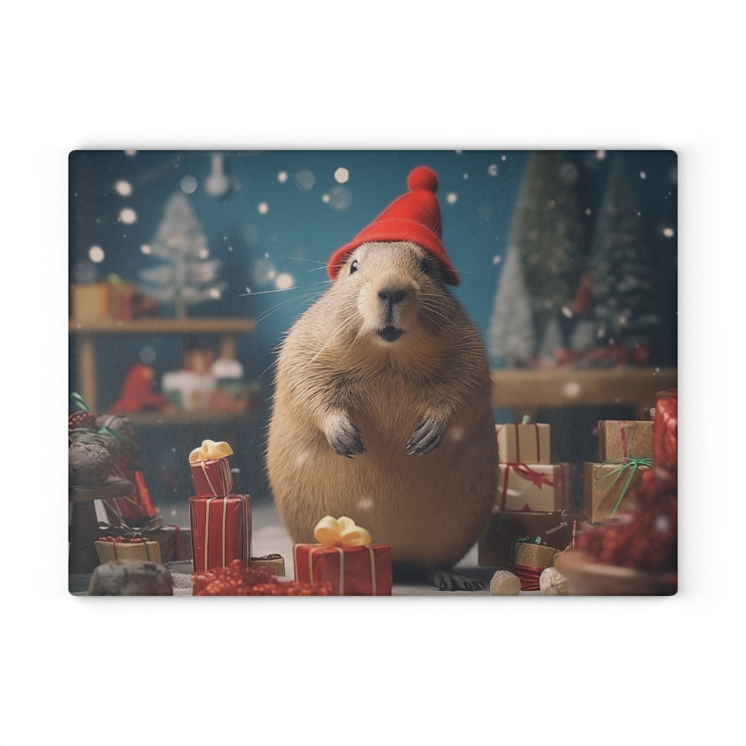 Capybara Cutting Board Glass, Rodent Lover,kitchen Housewarming Gift ...