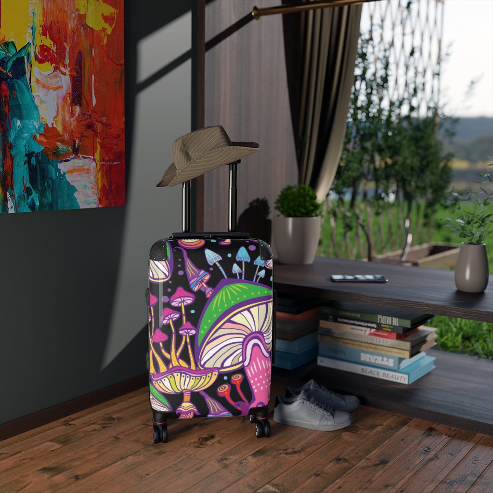 Magic Mushroom Cabin Suitcase: Trippy Fungi Rolling Luggage - Etsy