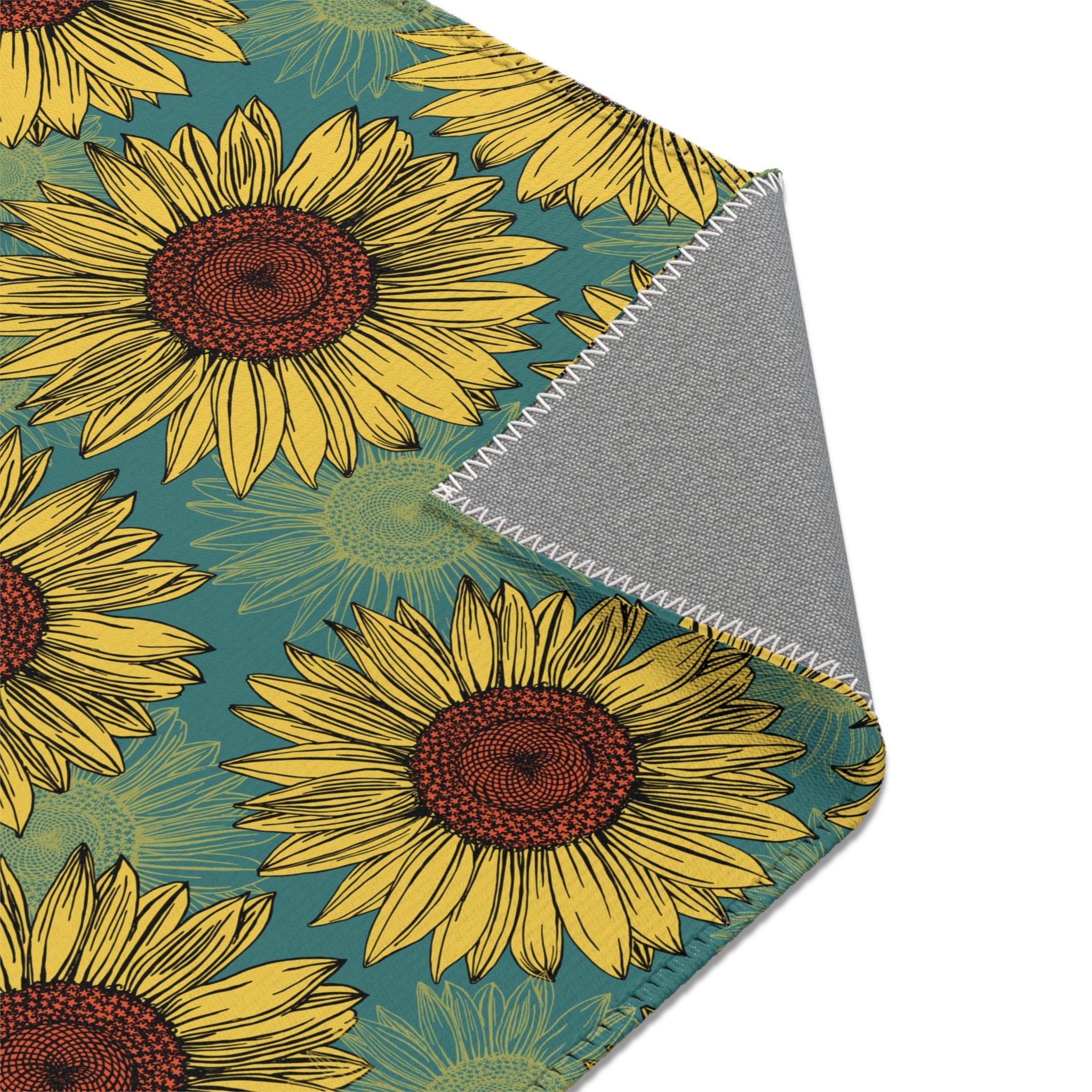 Sunflower Area Rug, Sunflower Door Mat, Sunflower Carpet, Sunflower ...