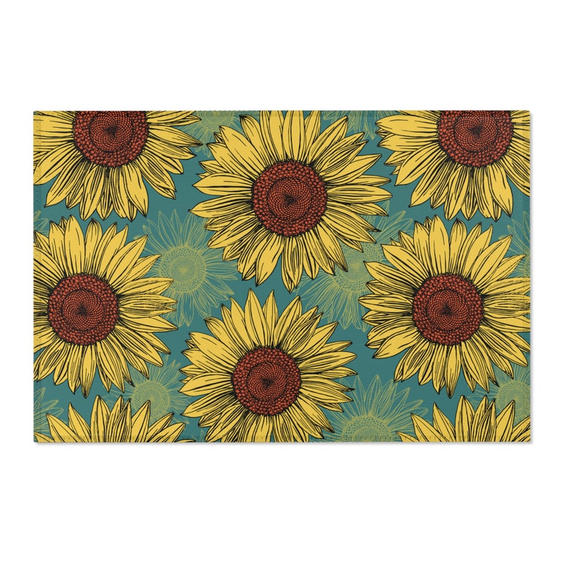 Sunflower Floral Rug - Etsy