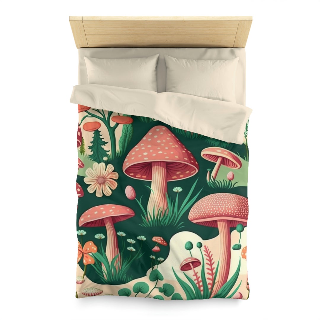 Mushroom Bedding, Nature Comforter Blanket, Duvet Cover Full Queen ...