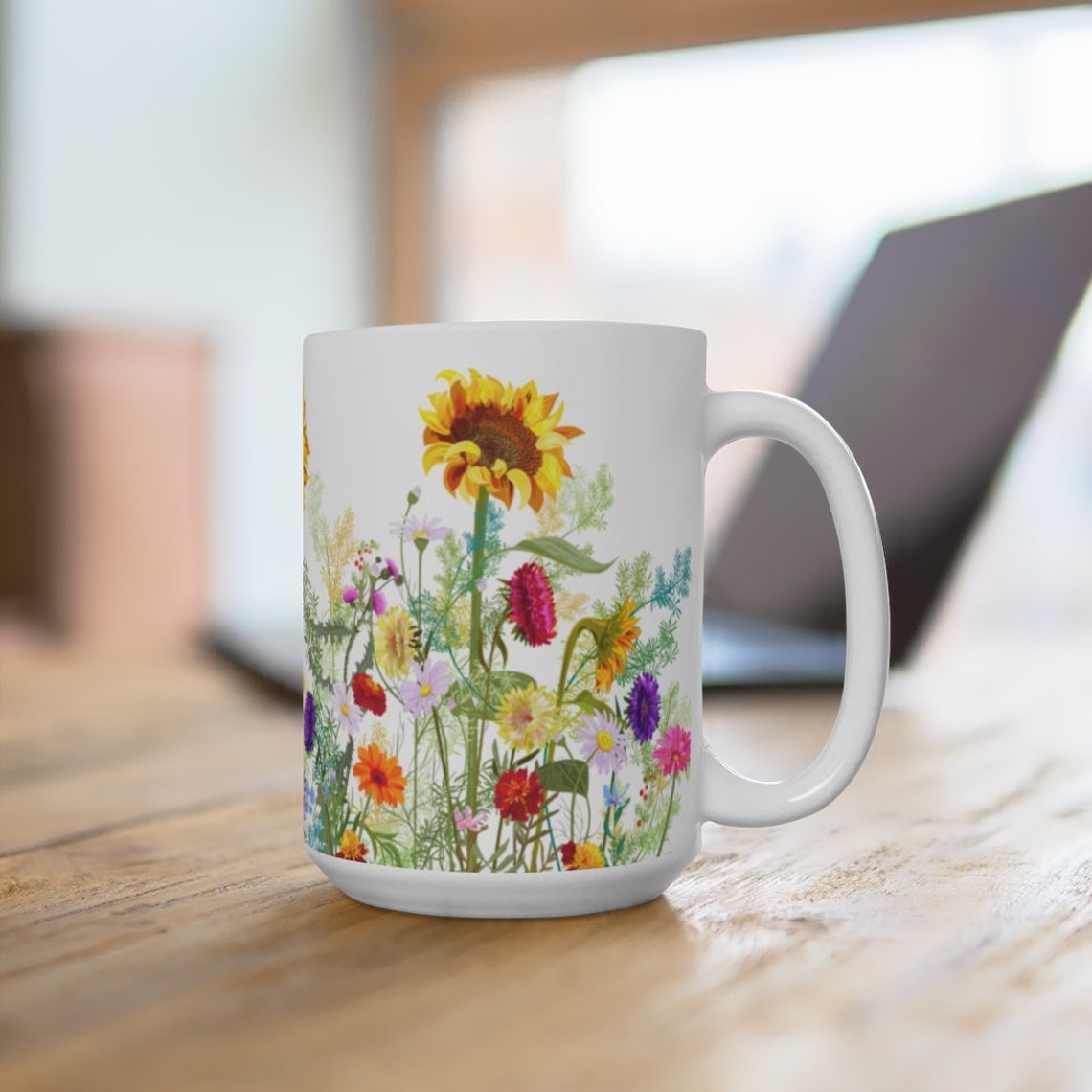 Sunflower Mug 15oz Floral Coffee Mug Wildflower Mug - Etsy